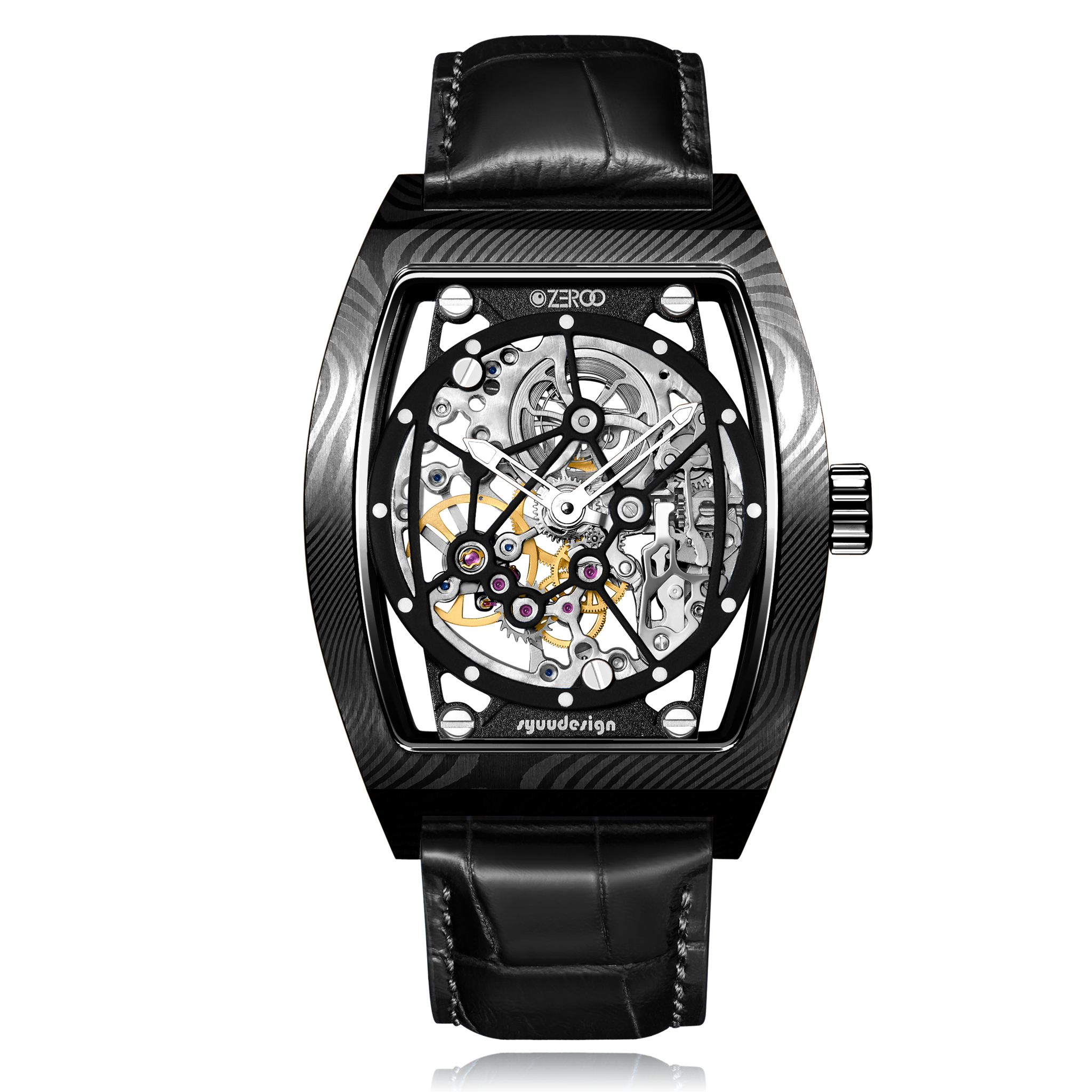 ZEROO M1D | DAMASCUS STEEL THE AURIGA SKELETON MECHANICAL